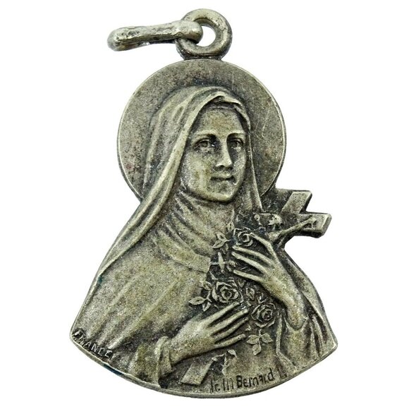 Jewelry | Vintage Saint St Therese Medal Figural Pendant French Quote ...